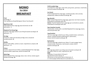 Momo Menus - Momo Traralgon