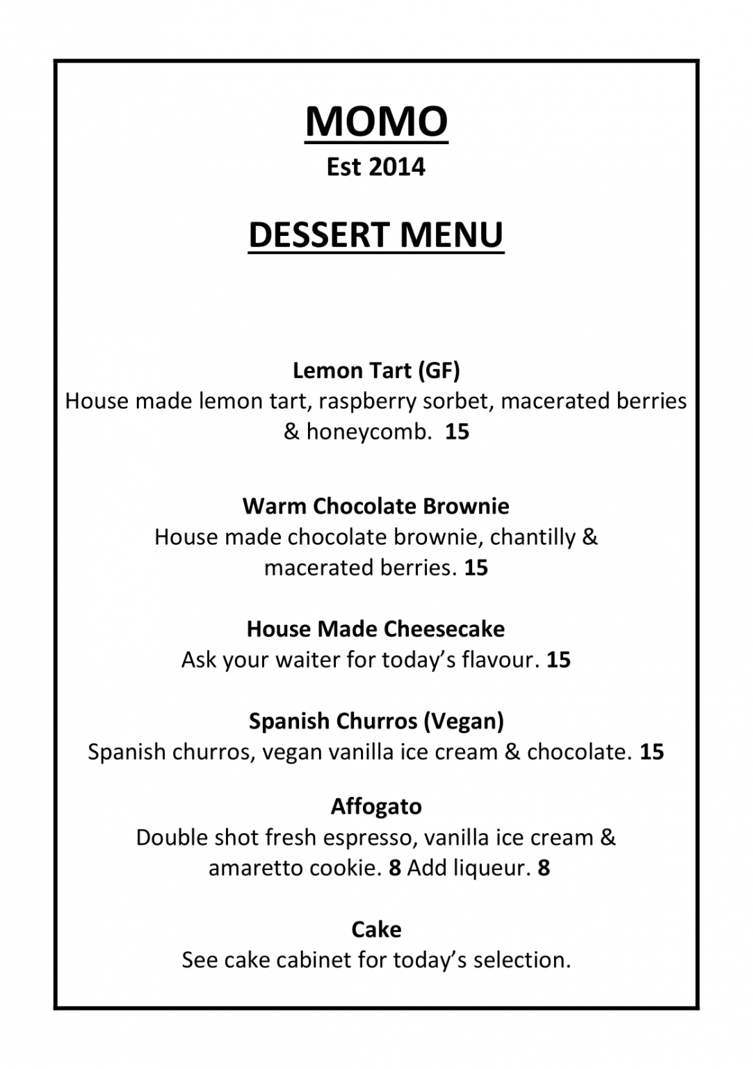 Momo Menus - Momo Traralgon