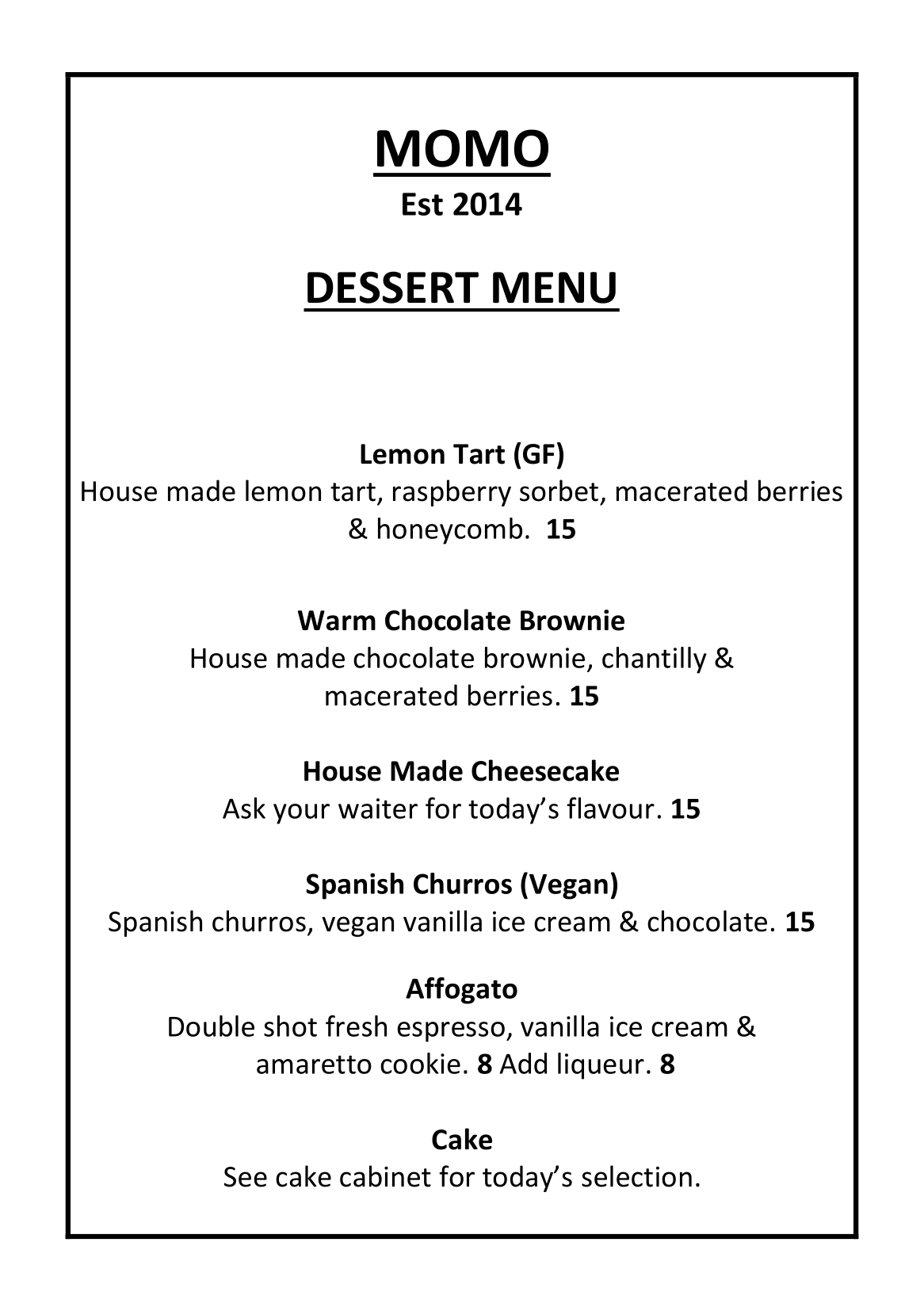 Momo Menus - Momo Traralgon