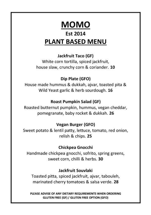 Momo Menus - Momo Traralgon