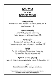 Momo Menus - Momo Traralgon