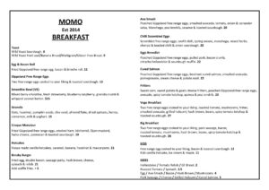 Momo Menus - Momo Traralgon