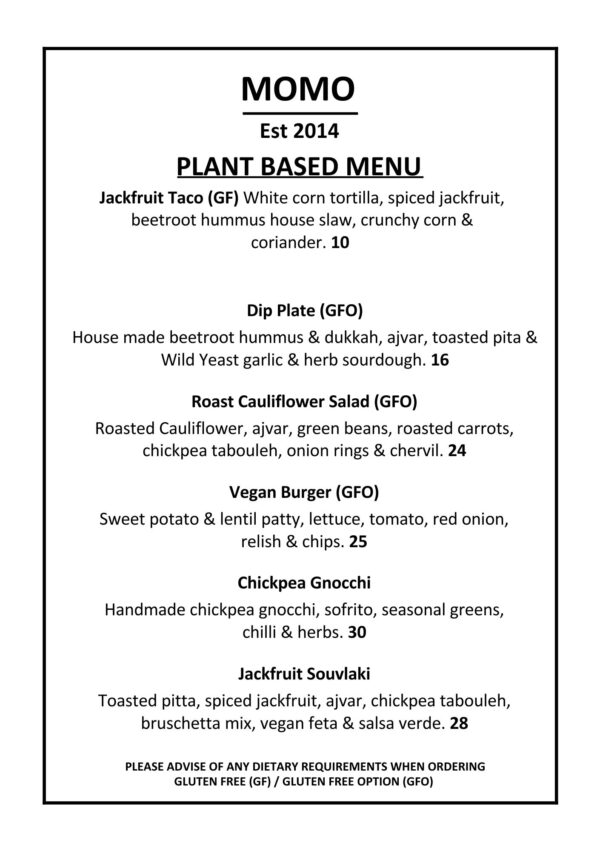 Momo Menus - Momo Traralgon