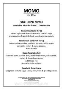 Momo Menus - Momo Traralgon