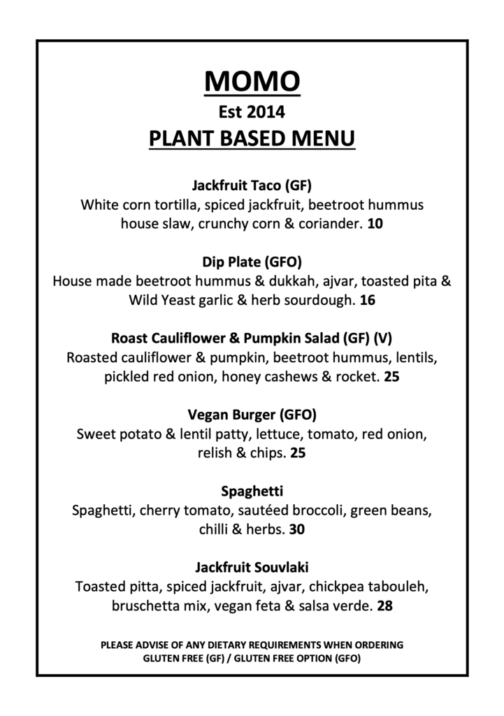 Momo Menus - Momo Traralgon