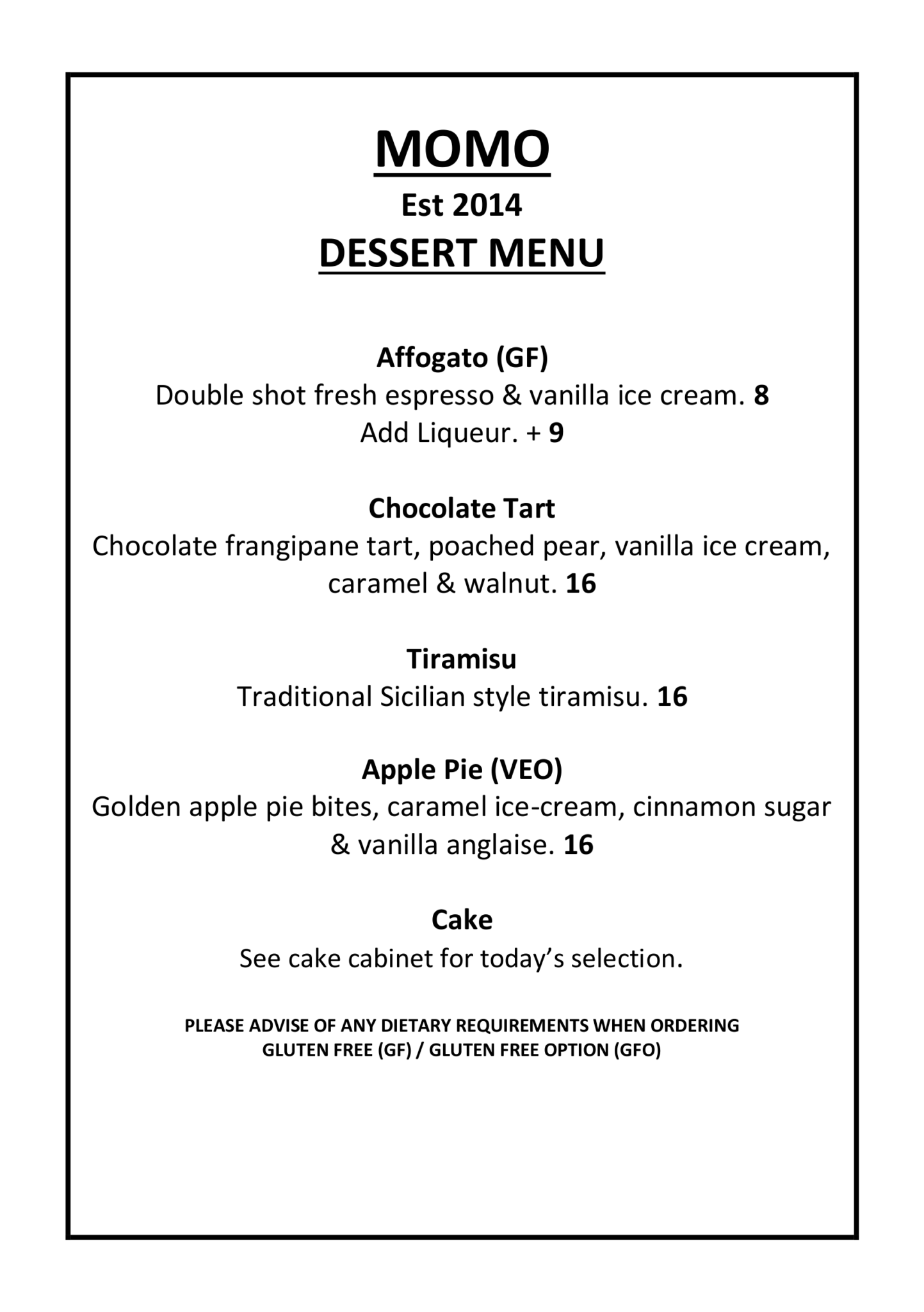 Momo Menus - Momo Traralgon